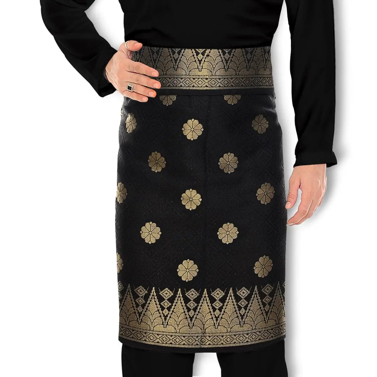 Sampin Bunga Tabur Klasik - (black Light Gold) – Songket Republik